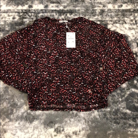 Zara | Tops | Zara Collection Semi Sheer Red Leopard Print Top M | Poshmark